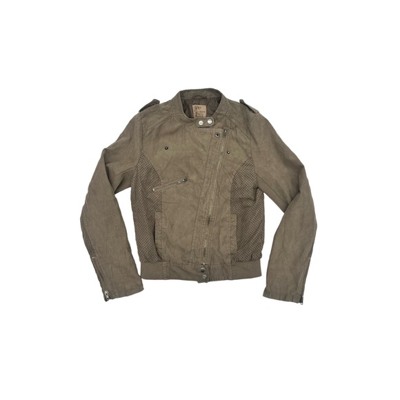 mine | Jackets & Coats | Mine Brown Faux Leather Moto Jacket | Poshmark